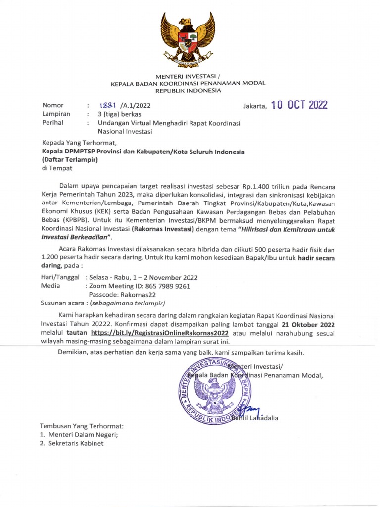 Undangan Virtual Prov Kab Kot | PDF