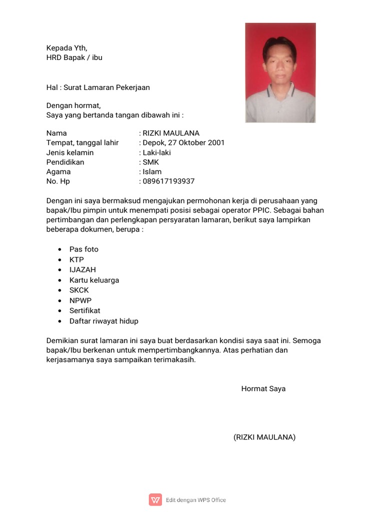 CV - Lamaran RIZKI MAULANA (1) - Compressed | PDF