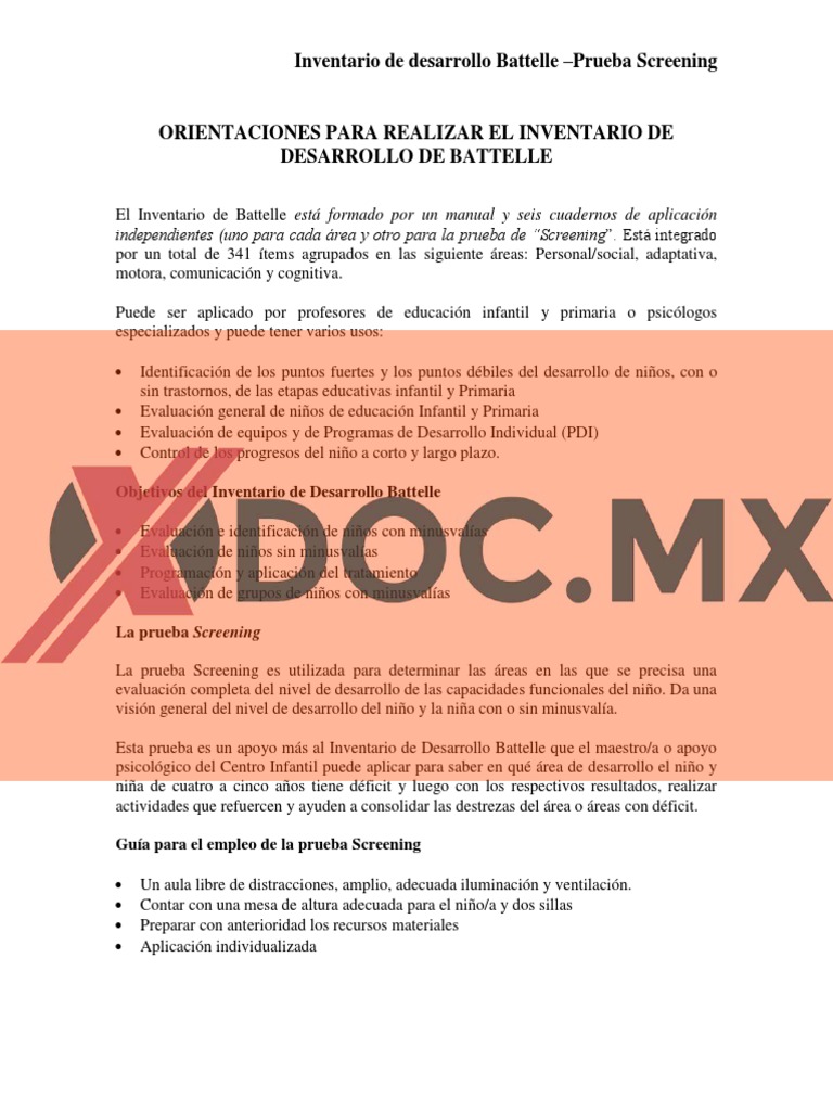 Xdoc - MX Inventario de Desarrollo Battelle Prueba Screening | PDF ...