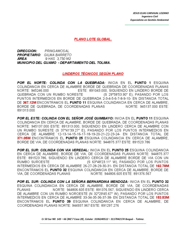 Redacción de Linderos | PDF