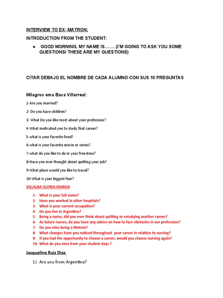 Ex-Matron Interview Insights | PDF | Health Care | Health Sciences