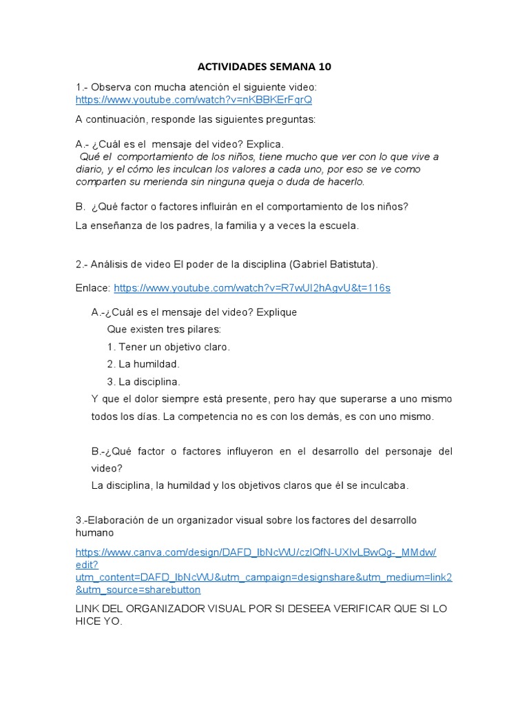 Actividades Semana 10 | PDF