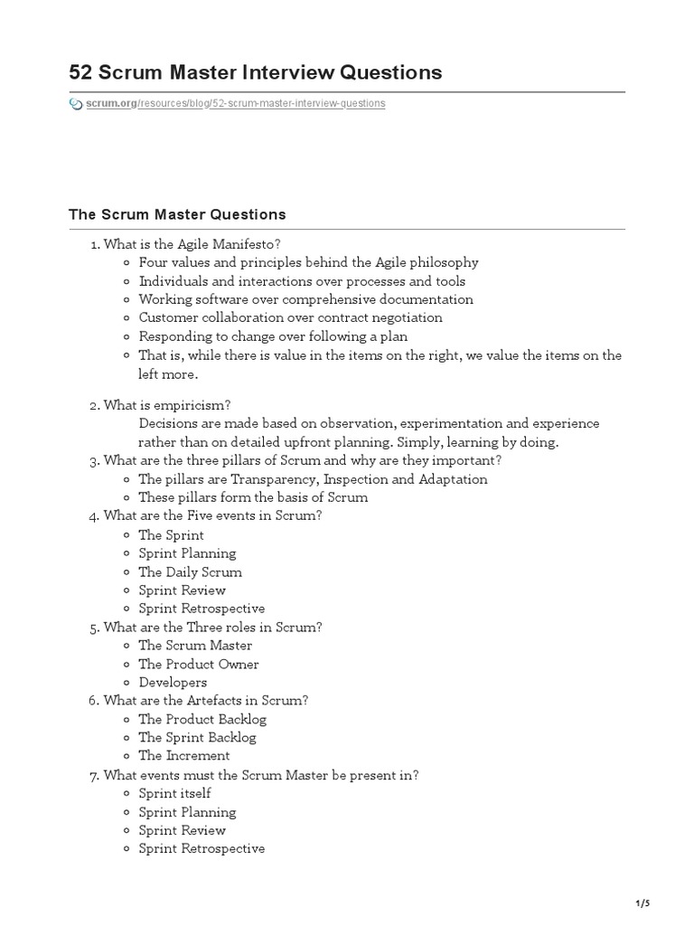 Scrum Master Interview Questions Guide | PDF | Scrum (Software ...