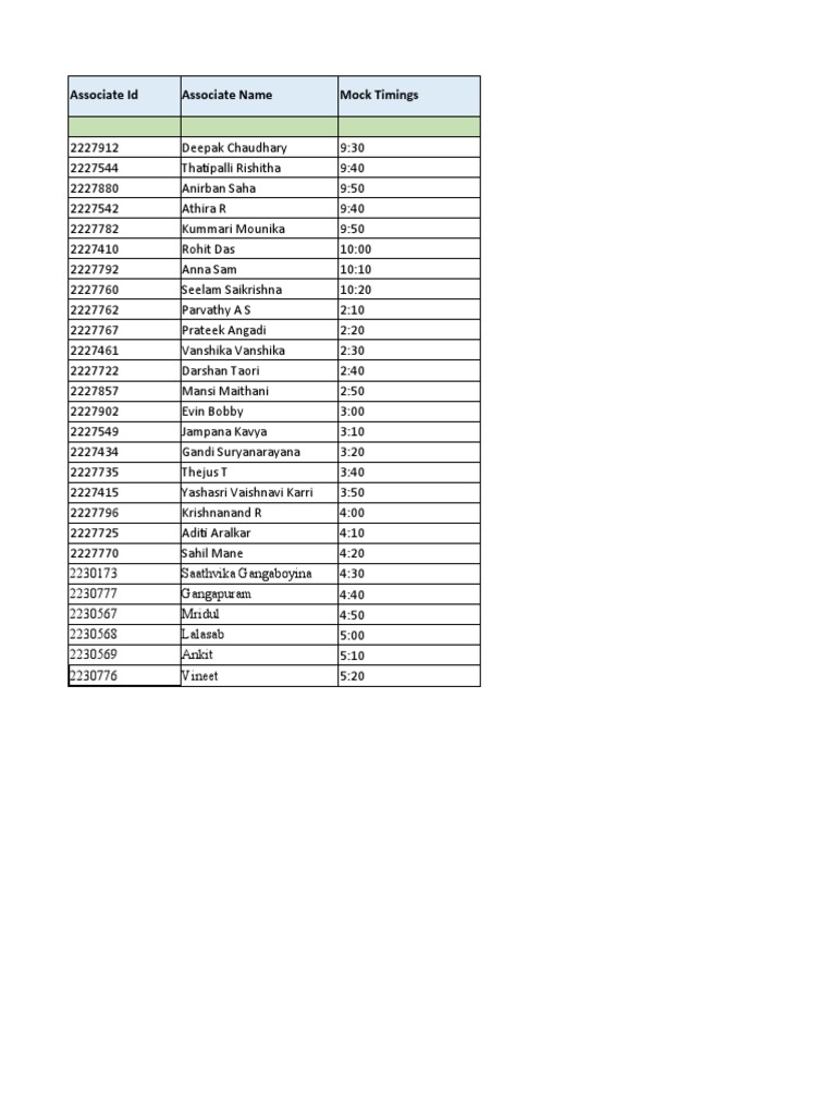 Mock Timings 9-11 | PDF