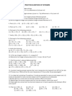 Class-6 Test Practice of Integers | PDF