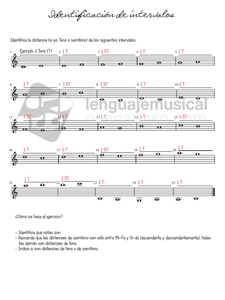 Identificación - de - Intervalos de Tonos y Semitonos Solución | PDF