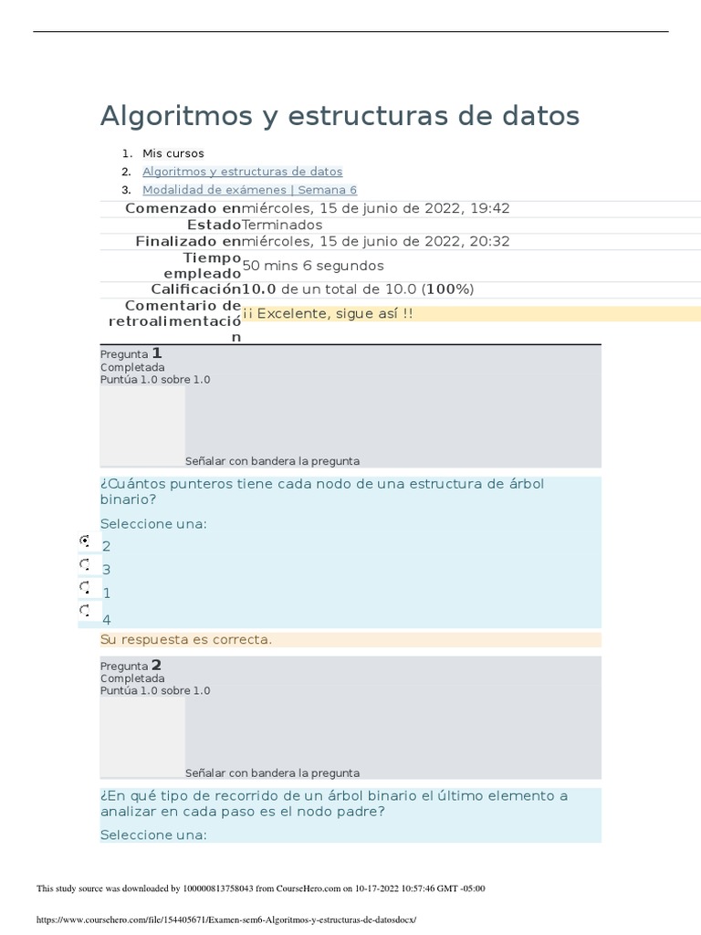 Examen Sem6 Algoritmos y Estructuras de Datos | PDF | Ciencias de la ...