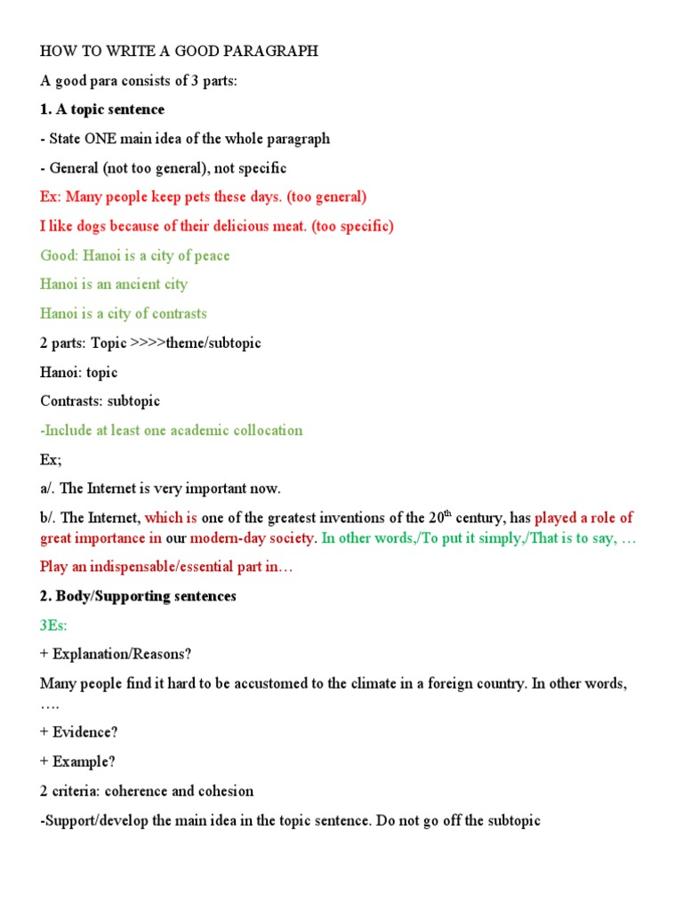 Day 2 HOW TO WRITE A GOOD PARAGRAPH PDF