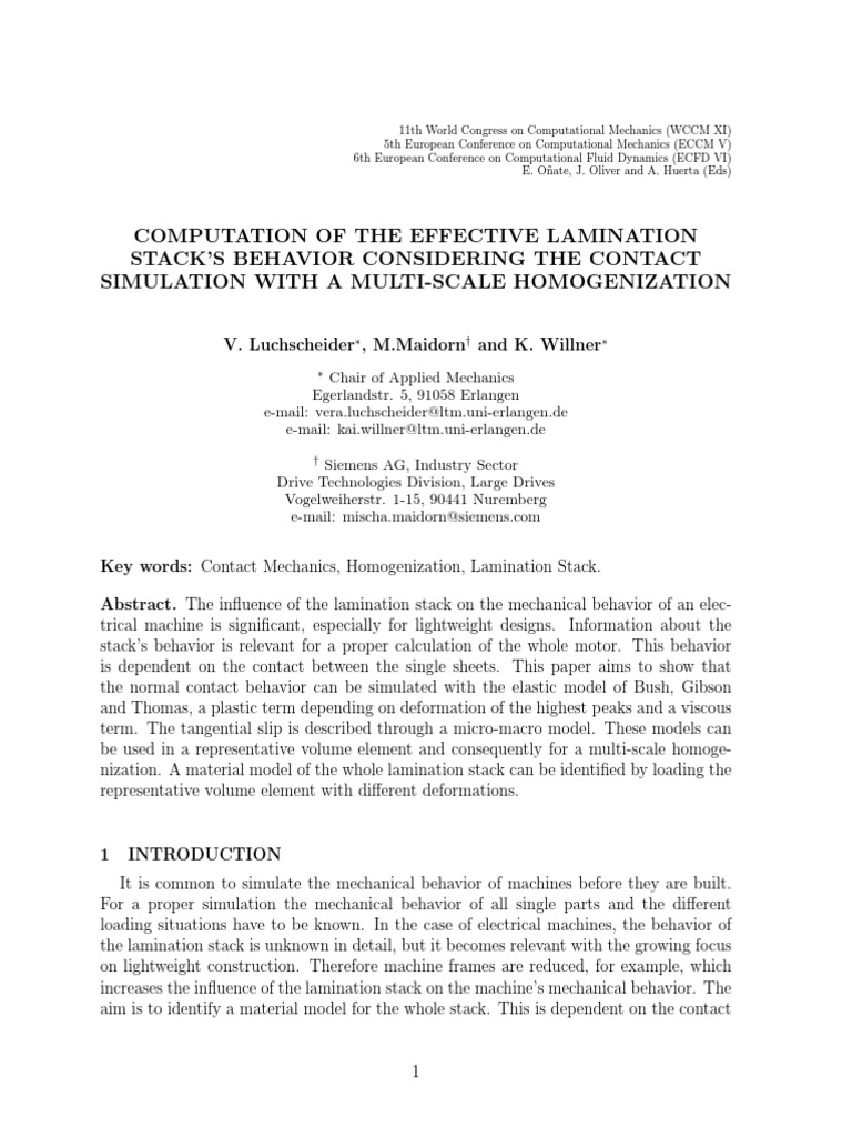 Computation of The Effective Lamination Stack'S Behavior Considering ...