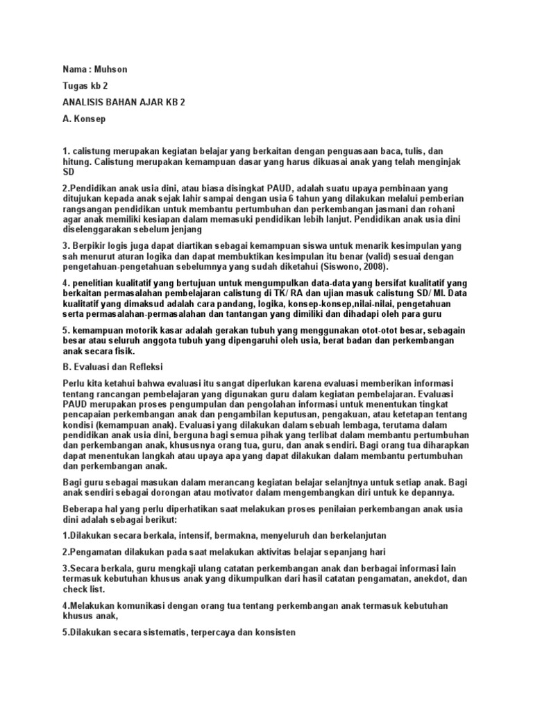 Analisa Bahan Ajar KB 2 Modul 4 | PDF