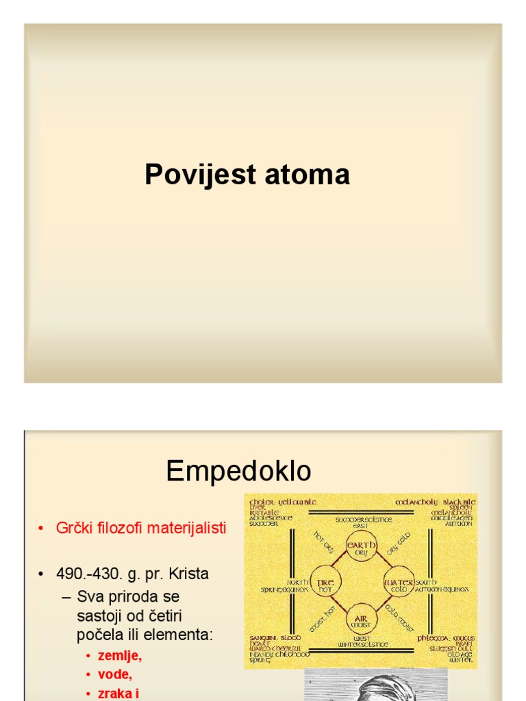 Povijest Atoma Za 1. Razred Gimnazije | PDF
