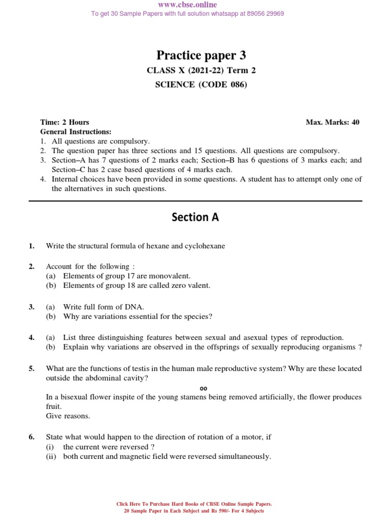 Science Sample QP 3 | PDF | Chemical Substances | Nature