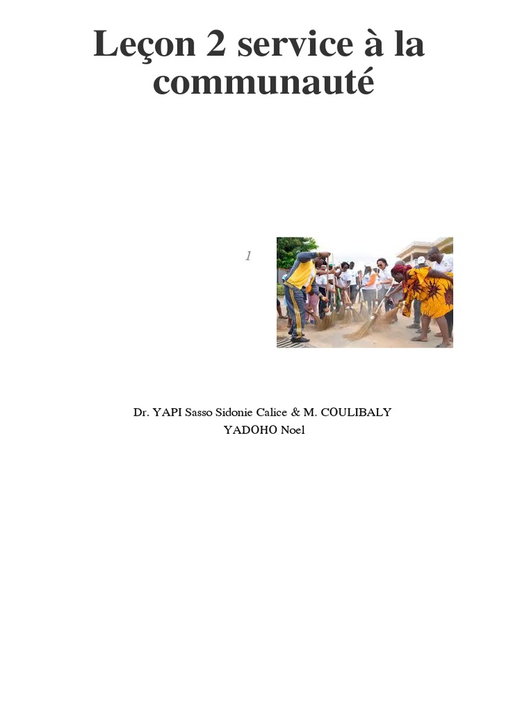 Service à la communauté : Leçon 2 | PDF | Communauté | Services publics