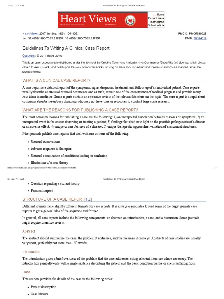 Guidelines To Writing A Clinical Case Report | PDF | Case Report ...