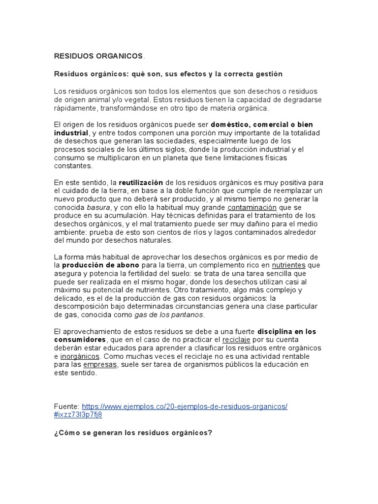 Residuos Orgánicos INFO | PDF | Residuos | Compost