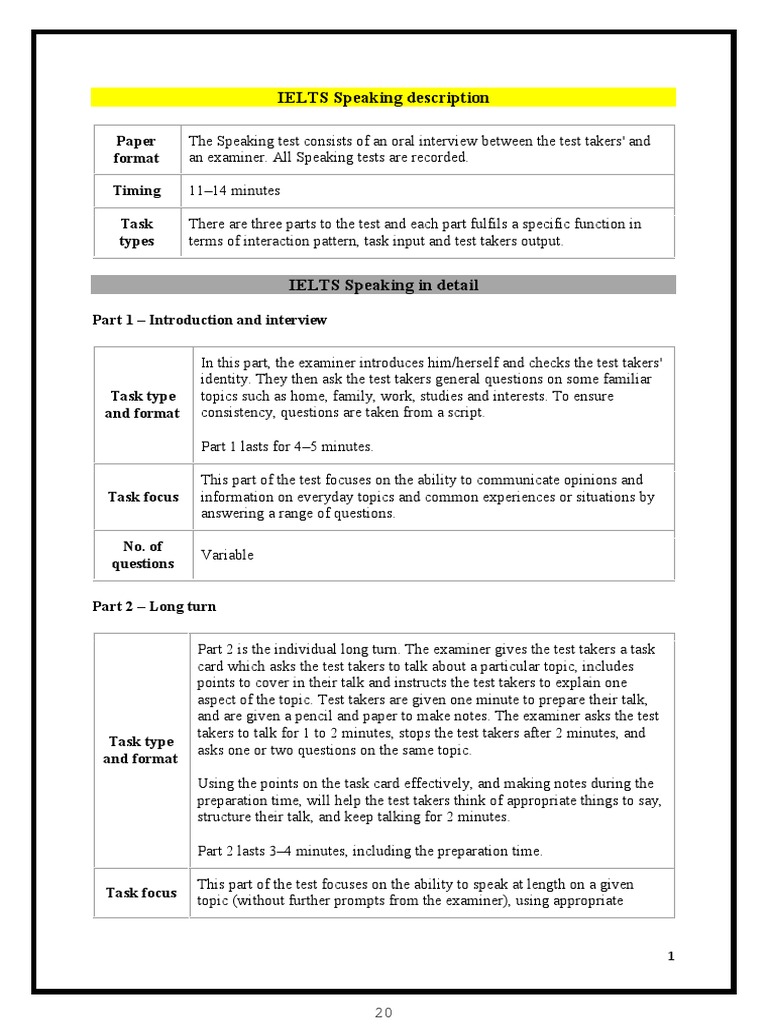 Speaking - Part 1, 2 & 3 | PDF | Test (Assessment) | International ...