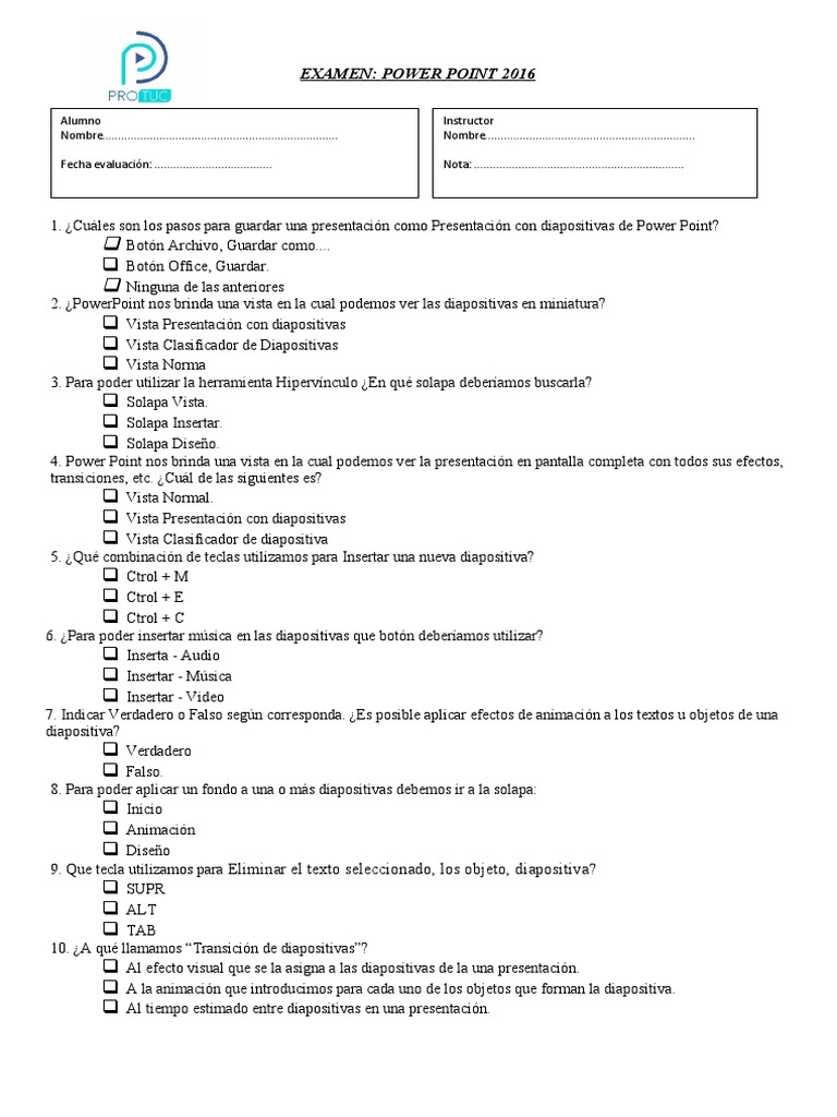 04 - Examen - Power Point | PDF | Microsoft PowerPoint | Software de la aplicacion