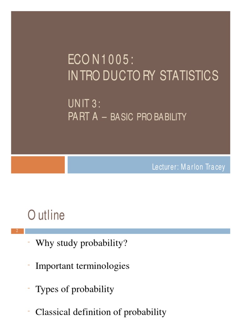 Lec2 ECON1005 - Basic - Probability - MT | PDF | Probability | Uncertainty