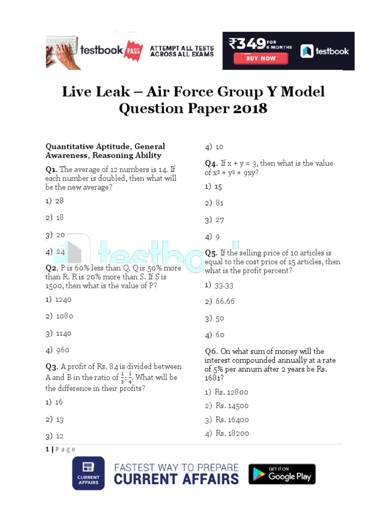 Live Leak - Air Force Group y Model Question Paper 2018 C946a43e | PDF ...