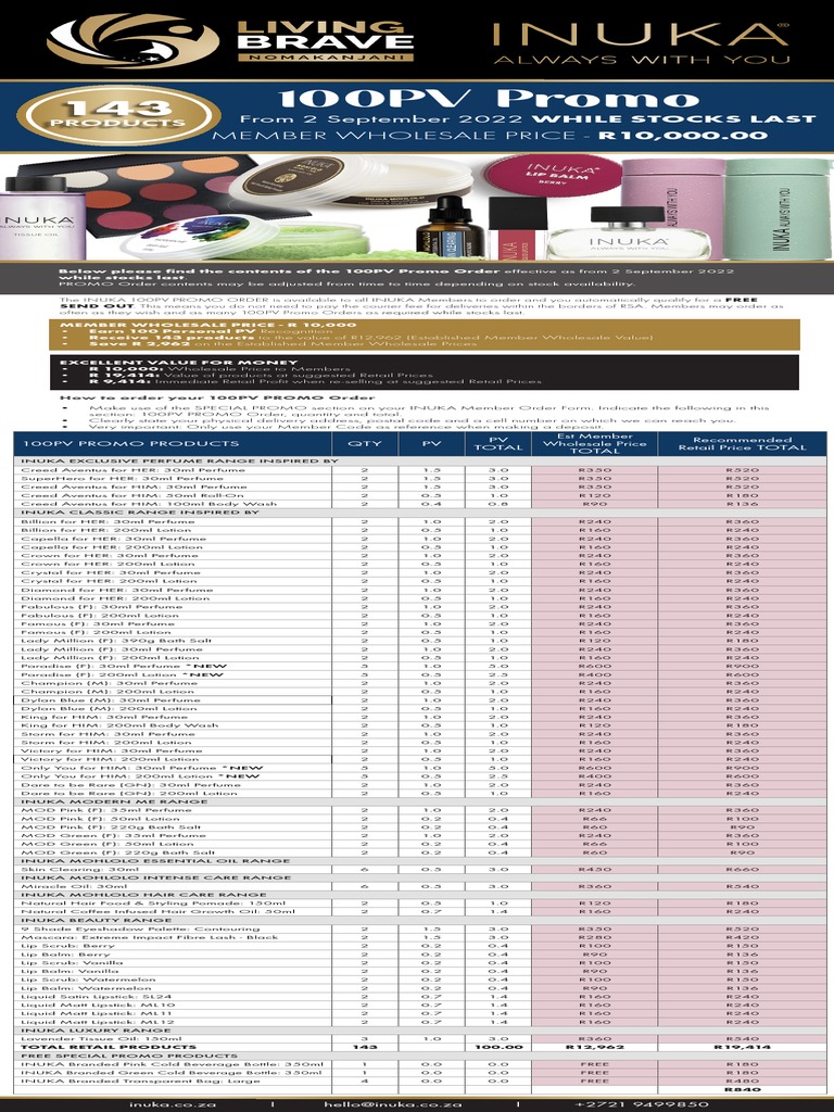 100PV Promo Order September 2022 | PDF | Retail | Toiletry