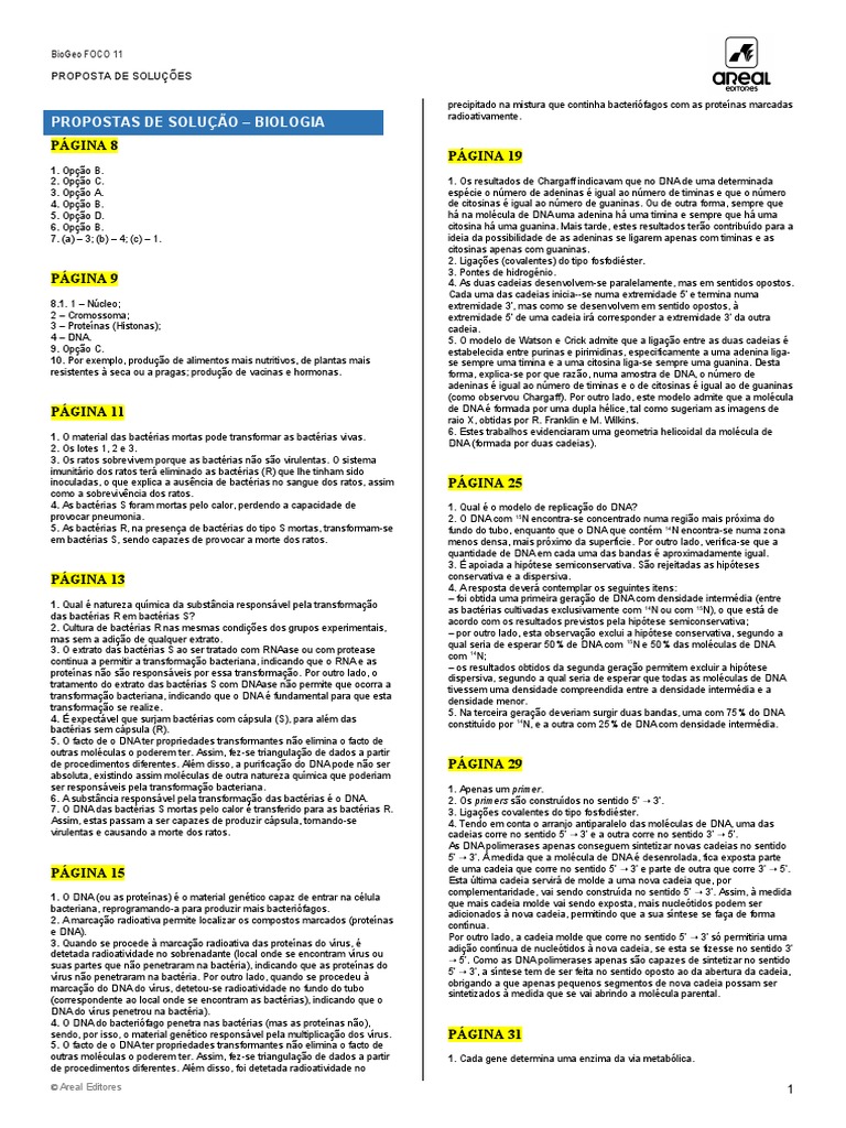 Soluções Do Manual BG 11 | PDF | Meiose | Tradução (Biologia)