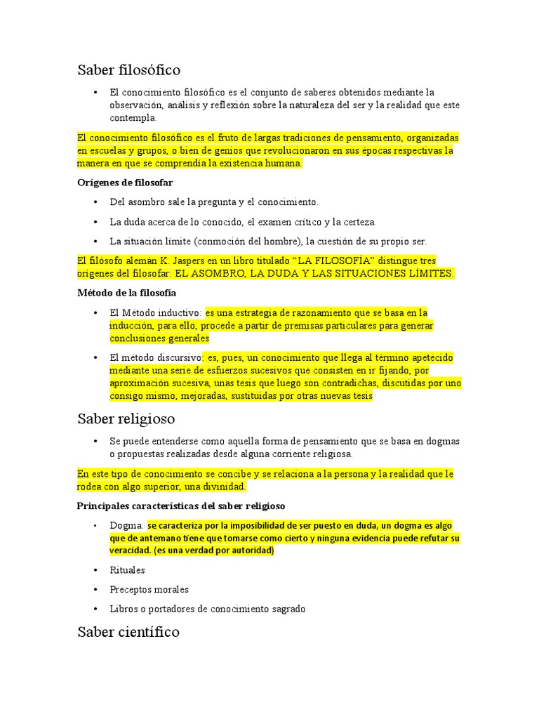 Conocimiento: Filosofía, Religión y Ciencia | PDF | Método científico ...