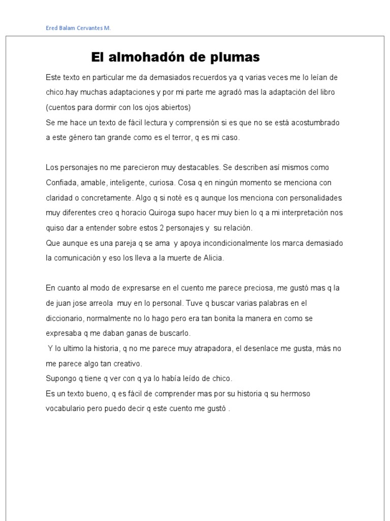 El Almohadón de Plumas 1.0 | PDF | Artes del Lenguaje y Comunicación