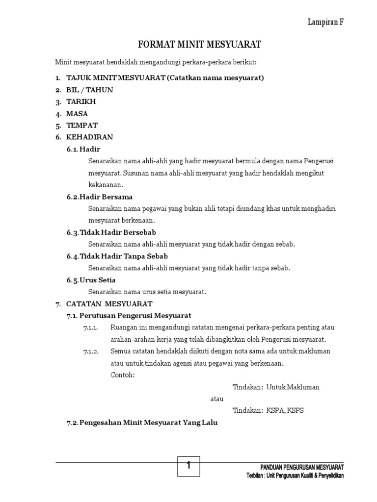 Format Minit Mesyuarat | PDF