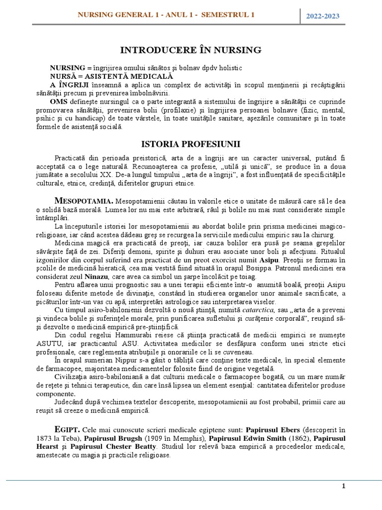Nursing General 1 - 2022-2023 | PDF