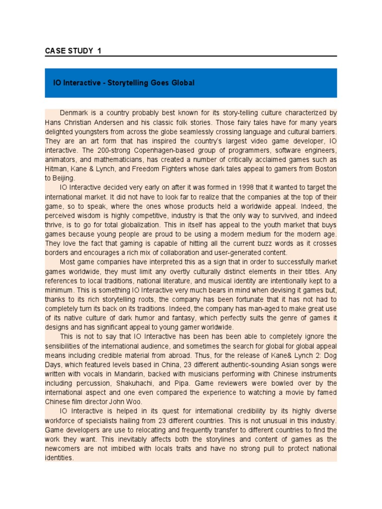 CASE STUDY IO Interactice Storytelling Goes Global | PDF | Storytelling