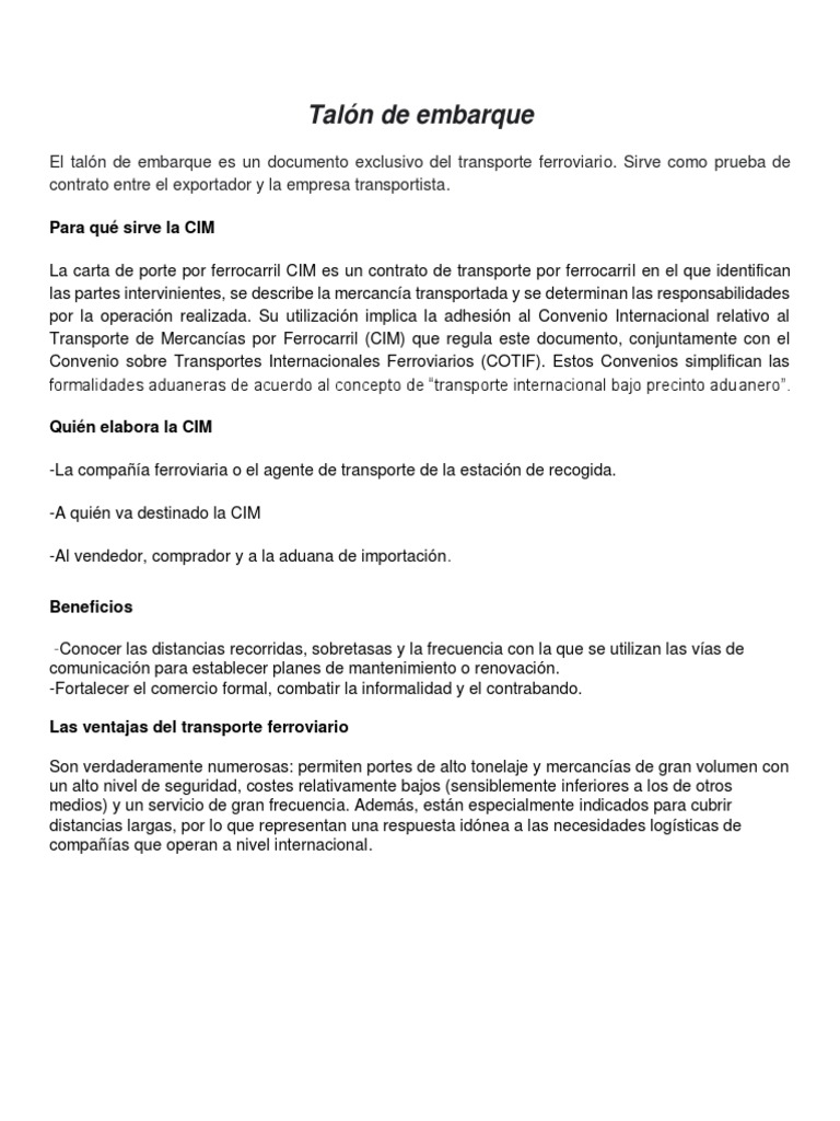 Talón de Embarque | PDF