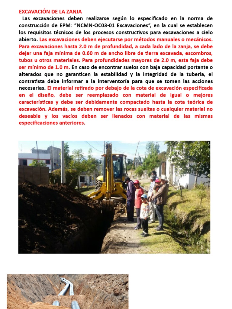 Excavacion de Zanjas para Acueducto y Alcantarillado 2021 | PDF ...