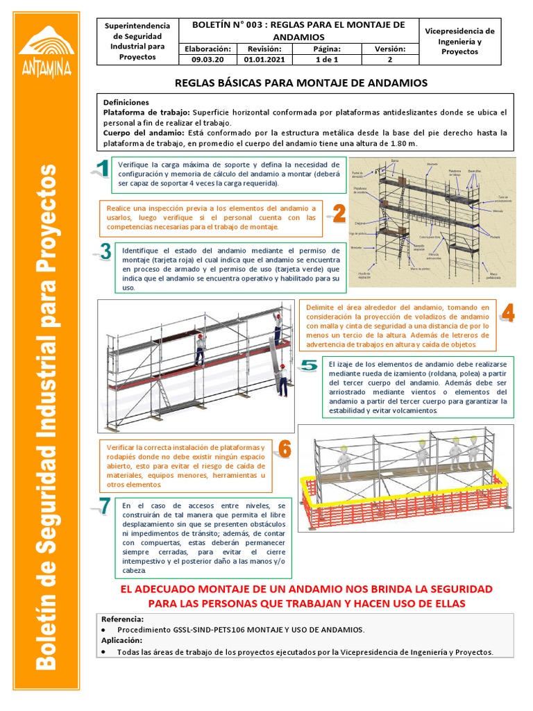 BOLETIN 003 - Reglas Montaje Andamios | PDF | Andamio