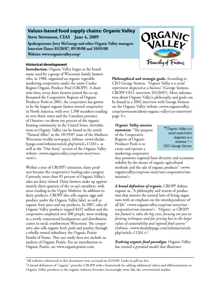 Organic Valley Case Study | PDF | Organic Foods | Cooperative