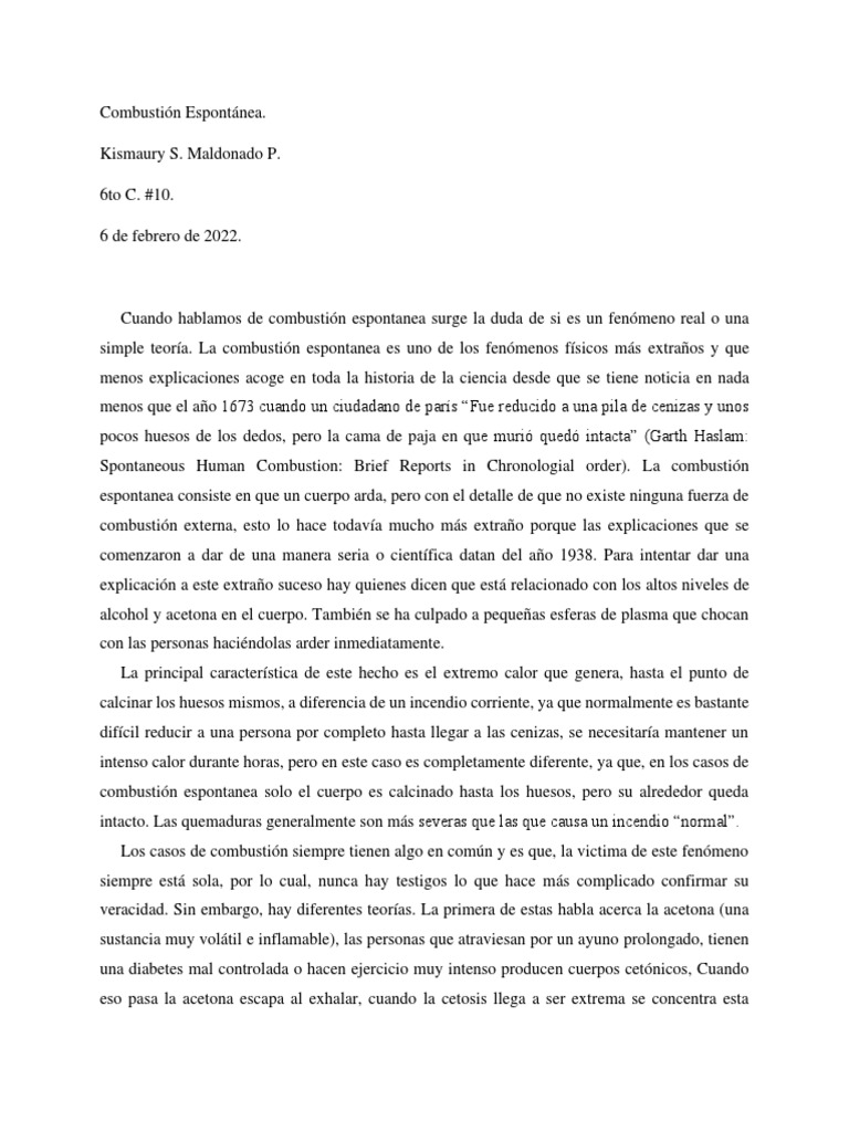 Combustion Espontanea Humana | PDF
