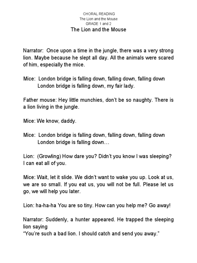 The Lion and the Mouse script | PDF