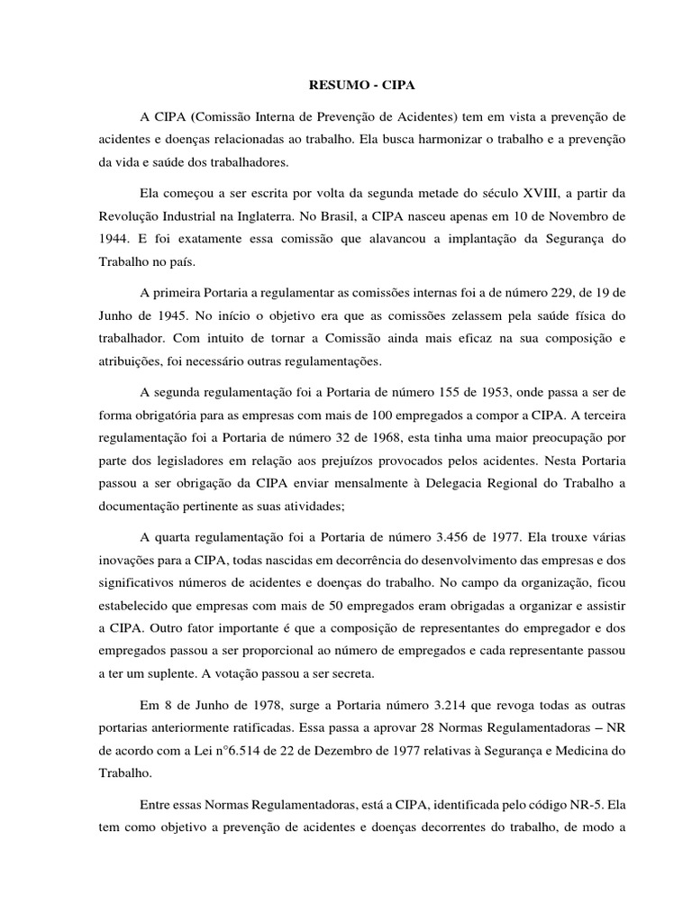 Resumo Sobre A CIPA | PDF