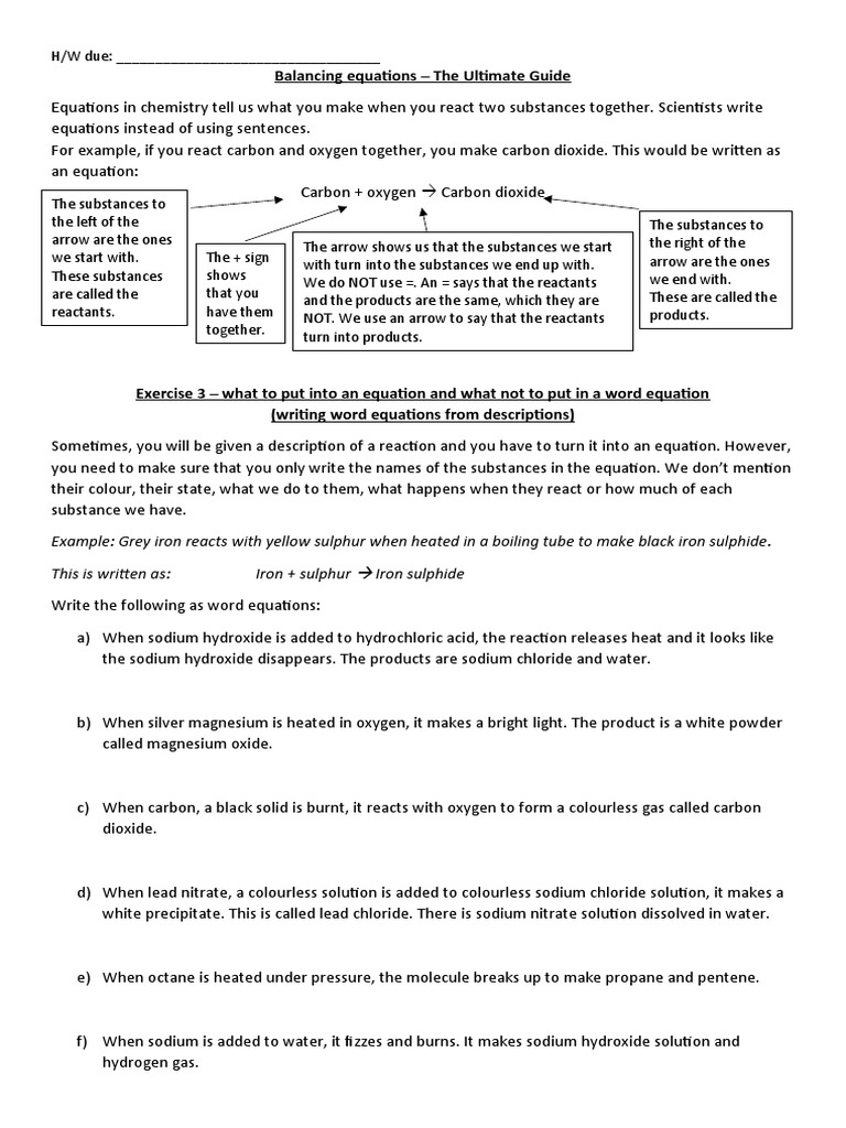 Balancing Equations Ultimate Guide | PDF | Oxide | Ionic Bonding