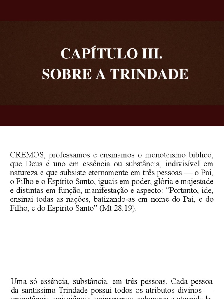 Capítulo Iii. Sobre A Trindade | PDF | Trindade | Espírito Santo (religião)