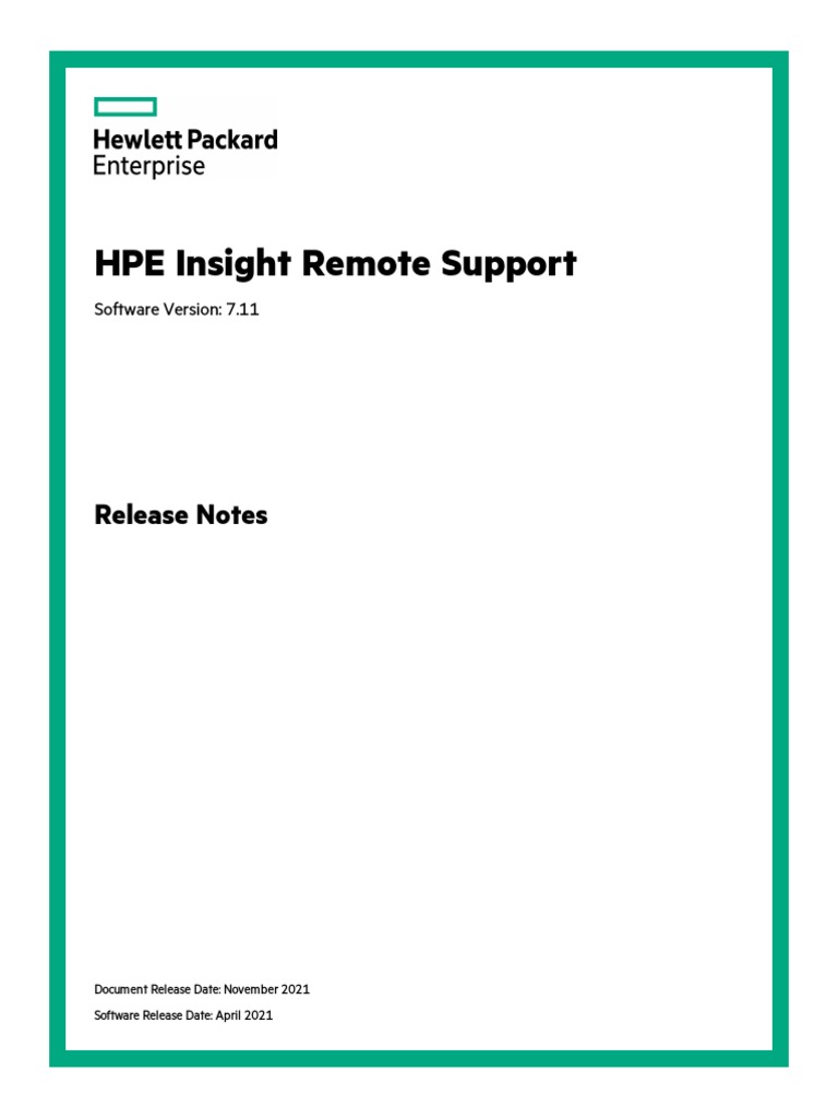 HPE - A00112786en - Us - HPE Insight Remote Support 7.11 Release Notes ...