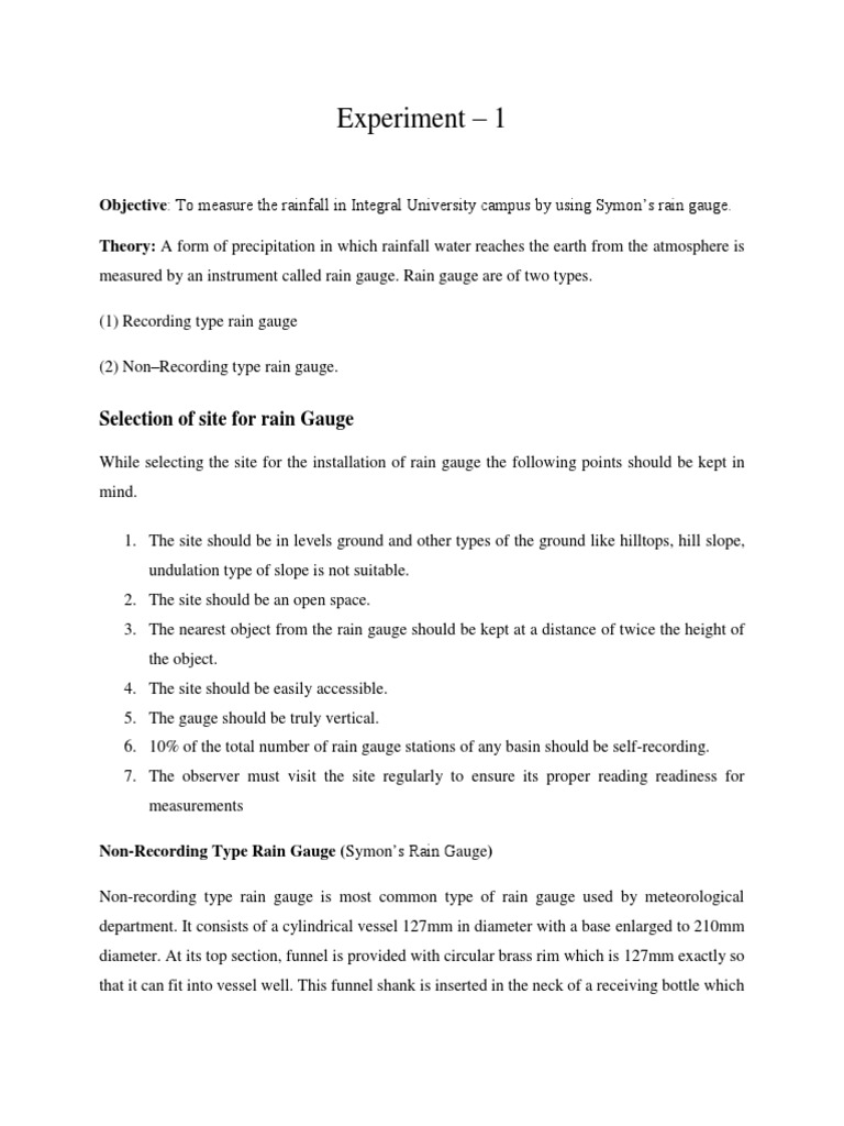 Experiment | PDF | Rain | Precipitation