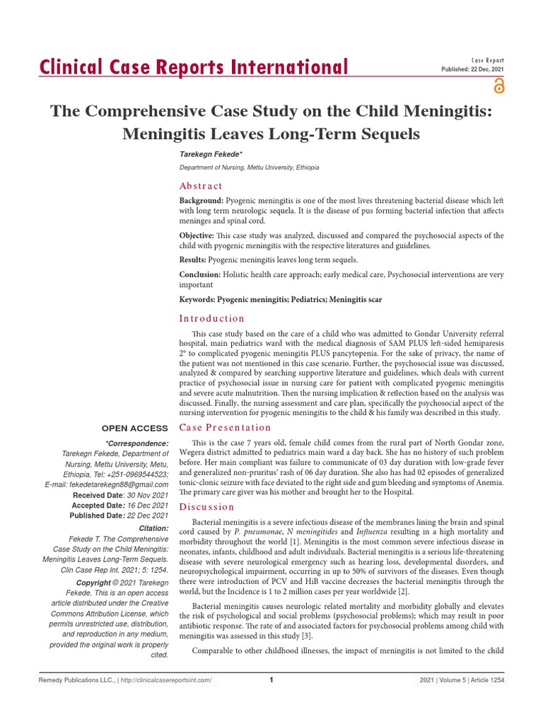 The Comprehensive Case Study On The Child Meningitis Meningitis Leaves ...