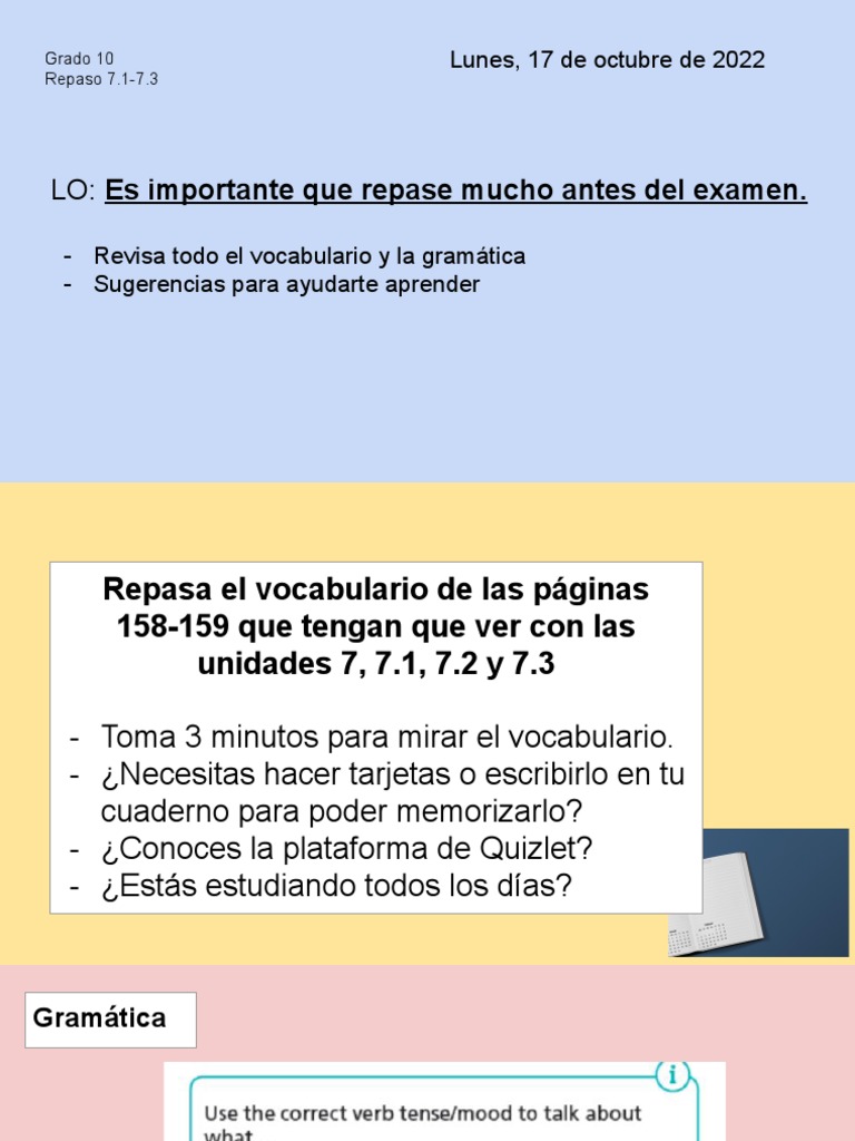 Repaso de Gramática 7.1-7.3 | PDF | Sintaxis | Conjugación gramatical