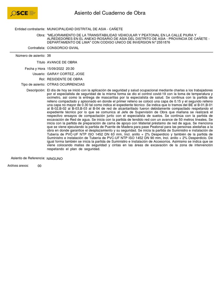 Asiento Del Cuaderno de Obra | PDF