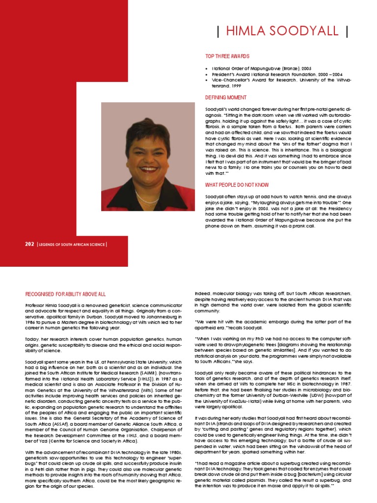 Himla Soodyall | PDF | Genetics | Biotechnology