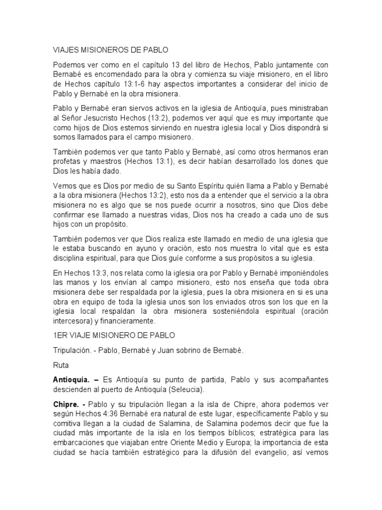 Viajes Misioneros de Pablo y Bernabé | PDF | Pablo el apóstol | Bernabé