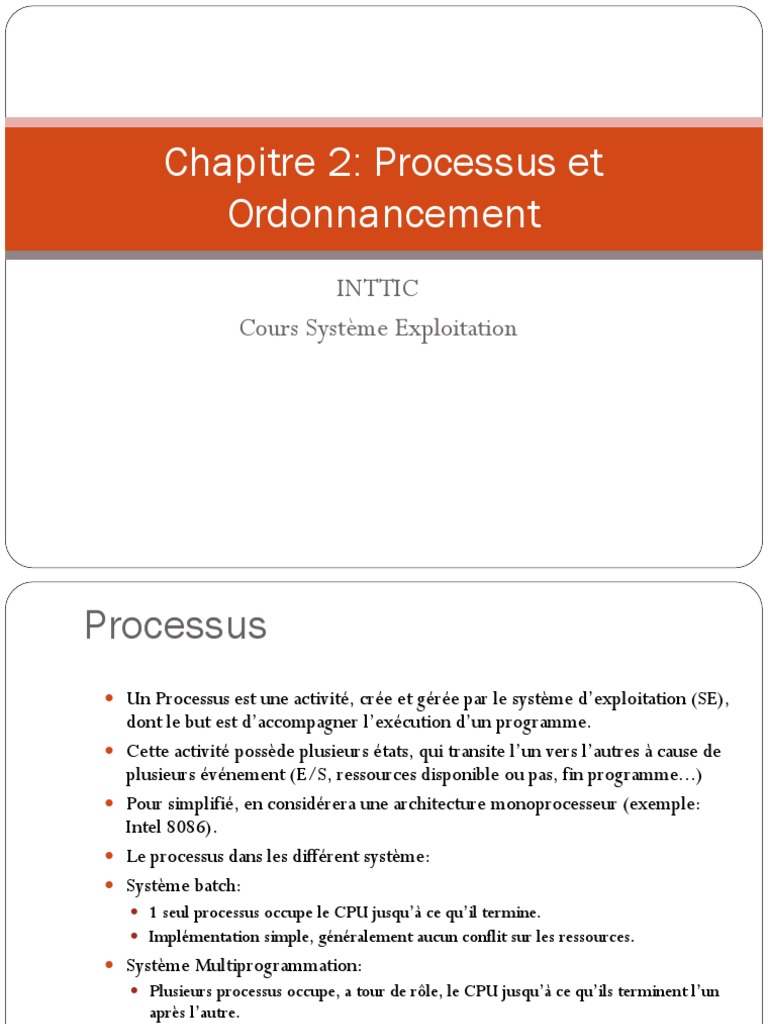 Processus et Ordonnancement en SE | PDF | Ordonnancement dans les ...