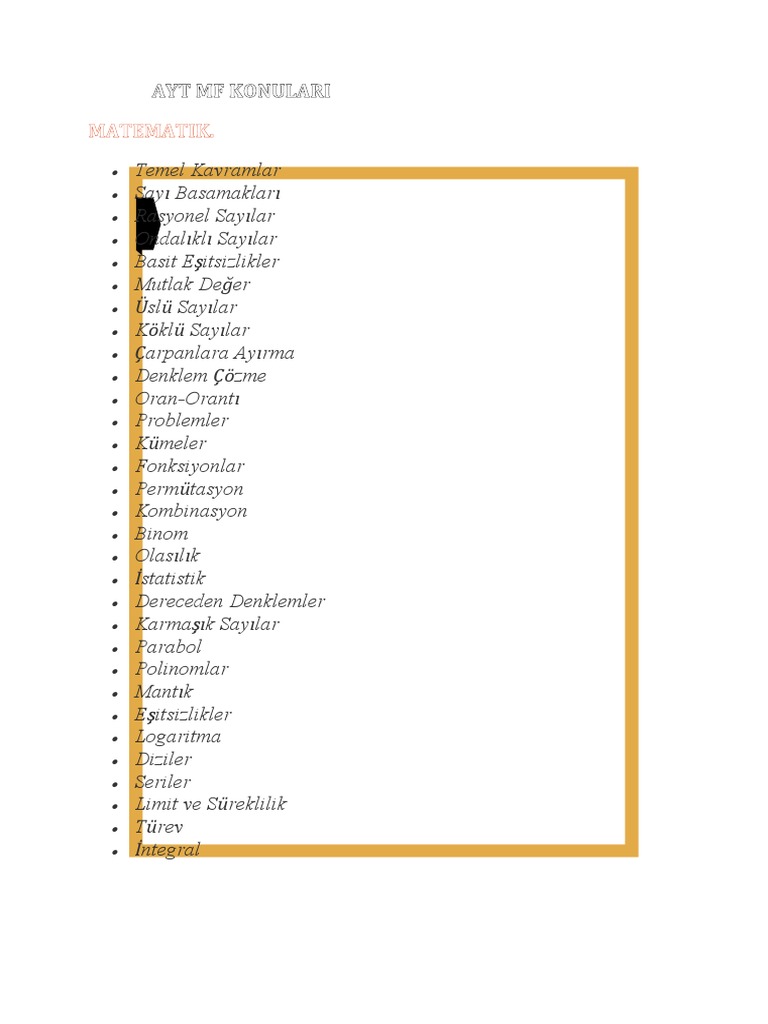 Ayt MF Konulari | PDF