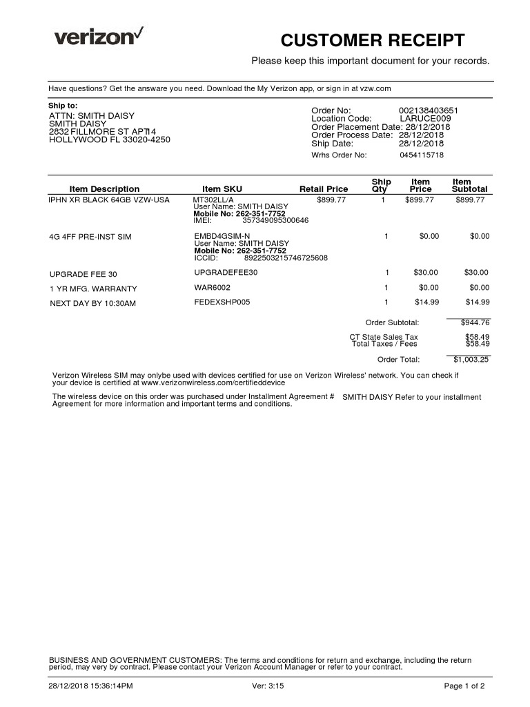 Verizon-Usa-Iphone XR Black 64GB | PDF | Telecommunications | Mobile Phones