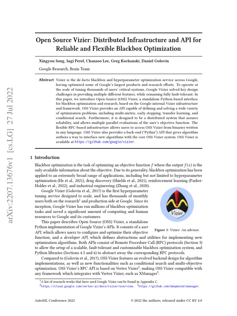 Open Source Vizier | PDF | Databases | Mathematical Optimization